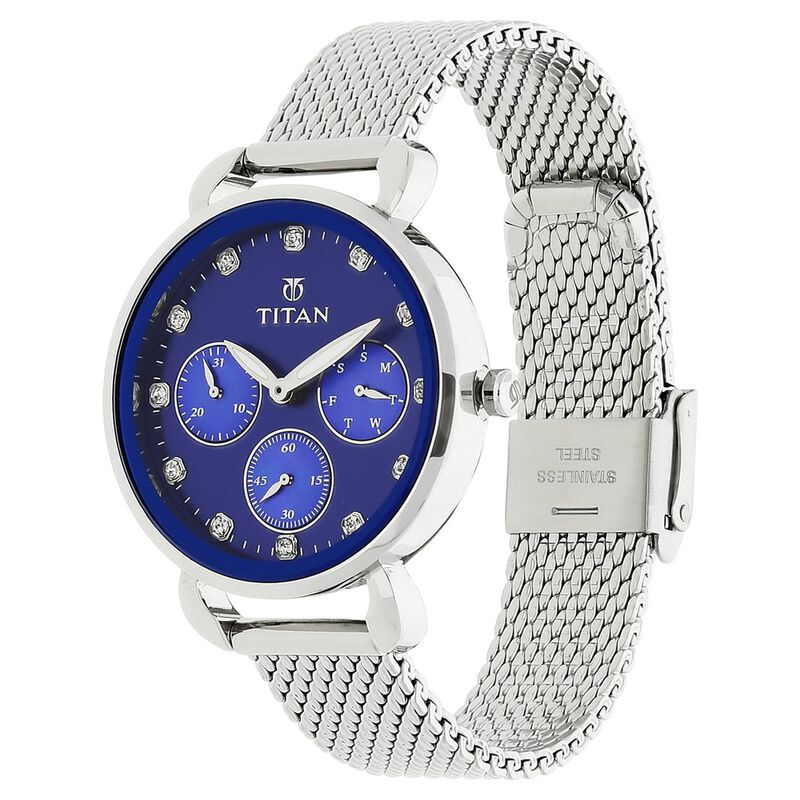 Buy Online Titan Quartz Multifunction Blue Dial Stainless Steel Strap ...