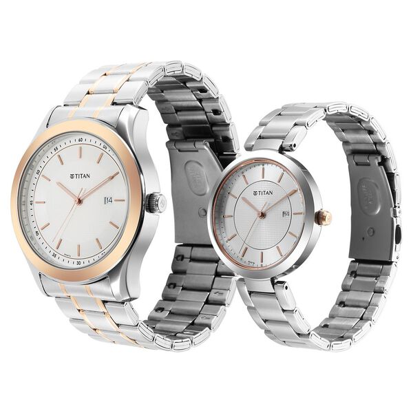 Buy Online Titan Bandhan White Dial Analog with Date Stainless Steel ...