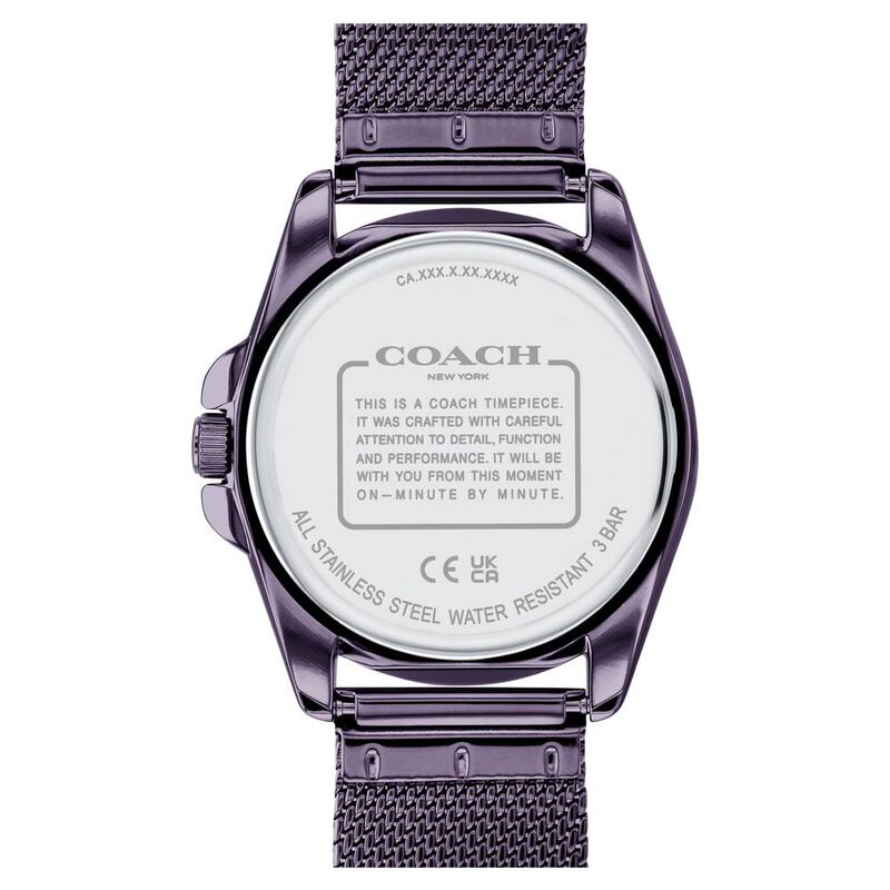Buy Online Coach Quartz Analog Purple Dial Stainless Steel Strap Watch ...