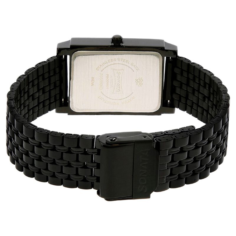 Buy Online Sonata Quartz Analog Black Dial Stainless Steel Strap Watch ...
