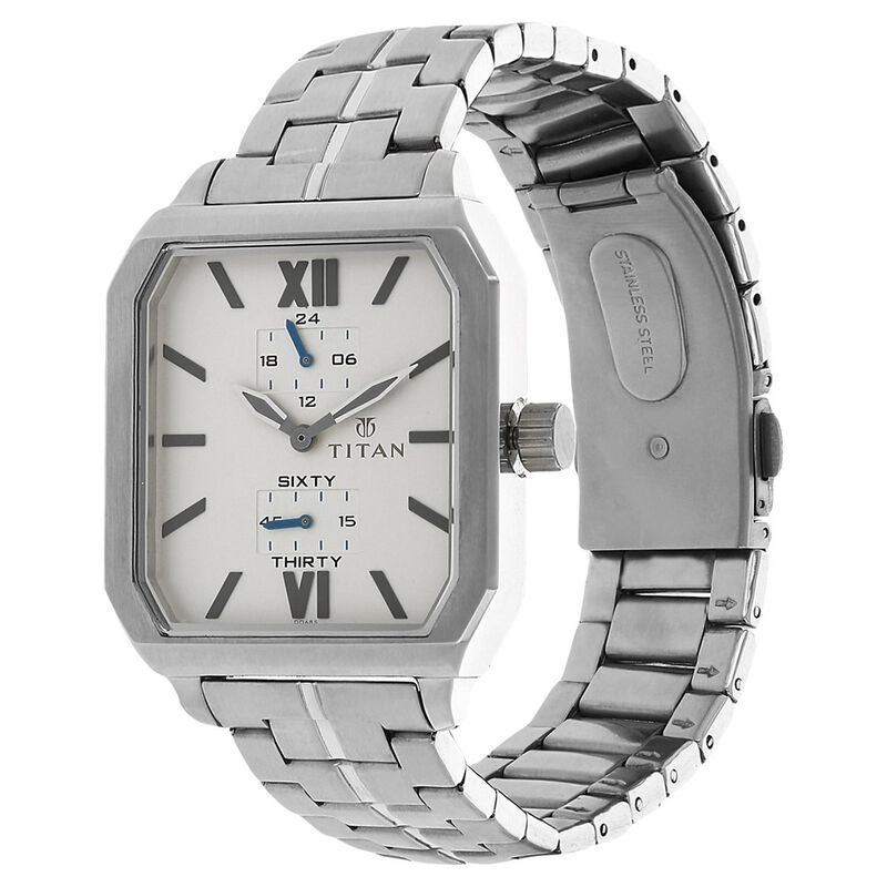 Buy Online Titan Quartz Multifunction Silver Dial Stainless Steel Strap ...