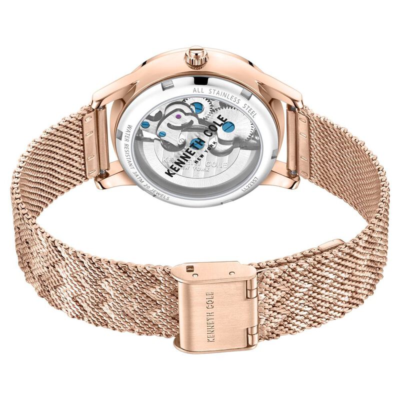 Buy Online Kenneth Cole Automatic Rose Gold Dial Stainless Steel Strap ...