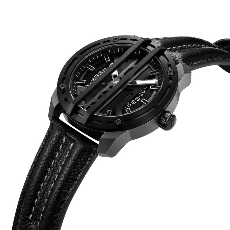 Buy Online Police Quartz Analog Grey Dial Black Leather Strap Watch for ...