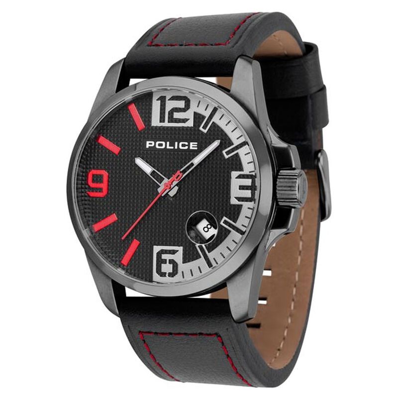 Buy Online Police Quartz Analog with Date Black Dial Leather Strap ...
