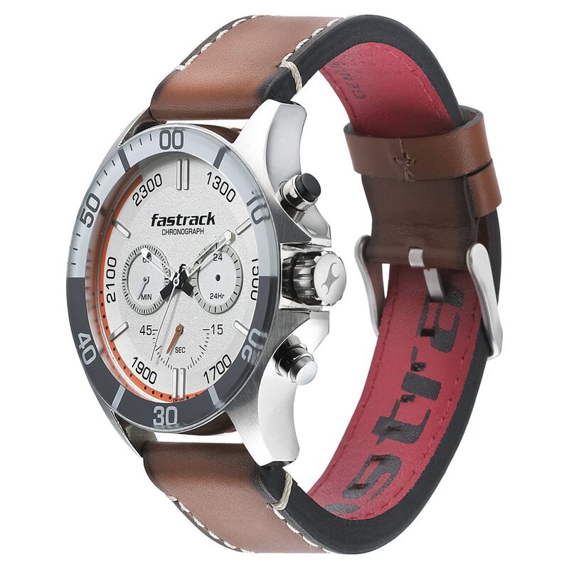 Buy Online Fastrack Hitlist Quartz Chronograph White Dial Leather Strap ...