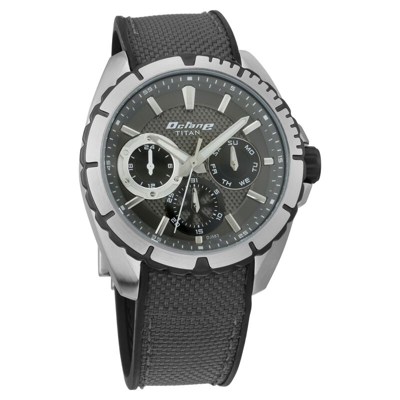 Buy Online Titan Octane Grey Dial Quartz Multifunction Nylon Strap ...