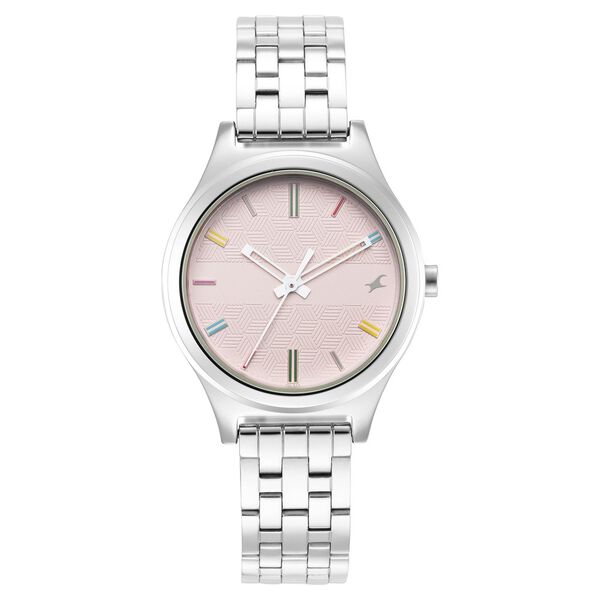 Buy Online Fastrack Stunners Quartz Analog Pink Dial Metal Strap Watch ...