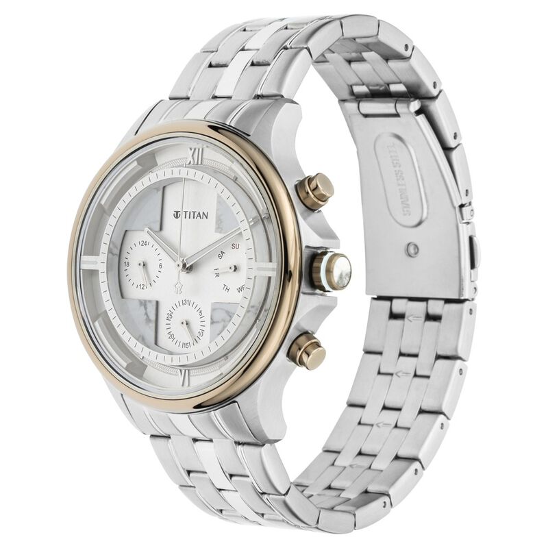 Buy Online Titan Grandmaster White Dial Quartz Multifunction Stainless ...