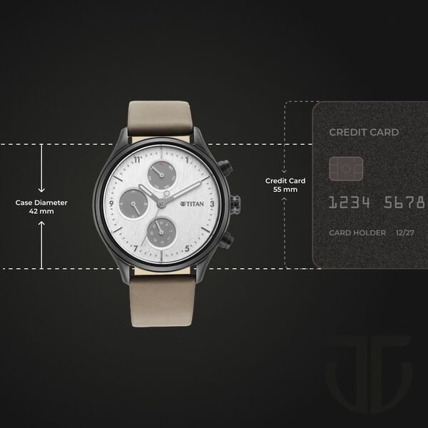 Buy Online Titan Neo Silver Quartz Multifunction Leather Strap Watch ...