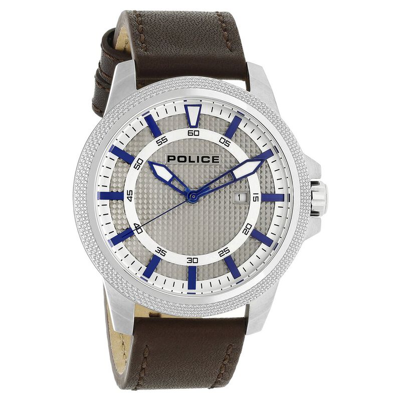 Buy Online Police Quartz Analog with Date Rose Gold Dial Leather Strap ...