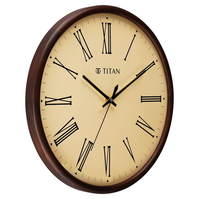 Buy Online Titan Wooden Wall Clock Light Brown Dial with Roman Numerals ...