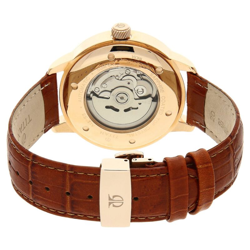 Buy Online Titan Automatic Dial White Automatic Strap Leather Strap ...