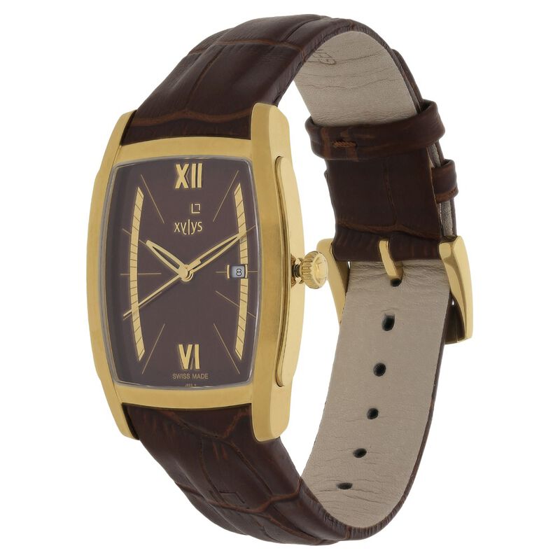 Buy Online Xylys Quartz Analog with Date Brown Dial Leather Strap Watch ...
