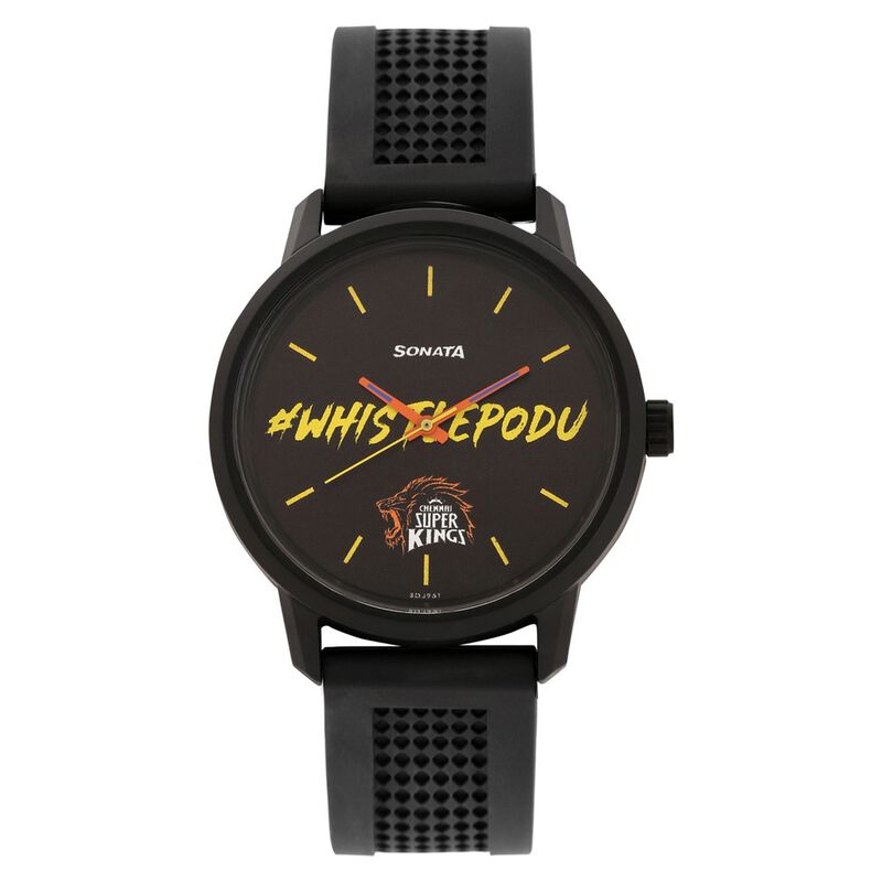 Buy Online Sonata CSK Quartz Analog Black Dial TPU Strap Unisex Watch ...