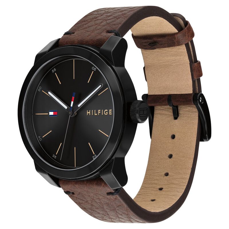 Buy Online Tommy Hilfiger Quartz Analog Black Dial Leather Strap Watch ...