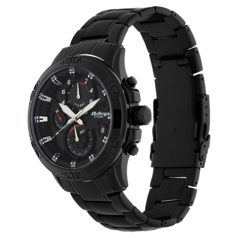 Buy Online Titan Quartz Chronograph Black Dial Stainless Steel Strap ...