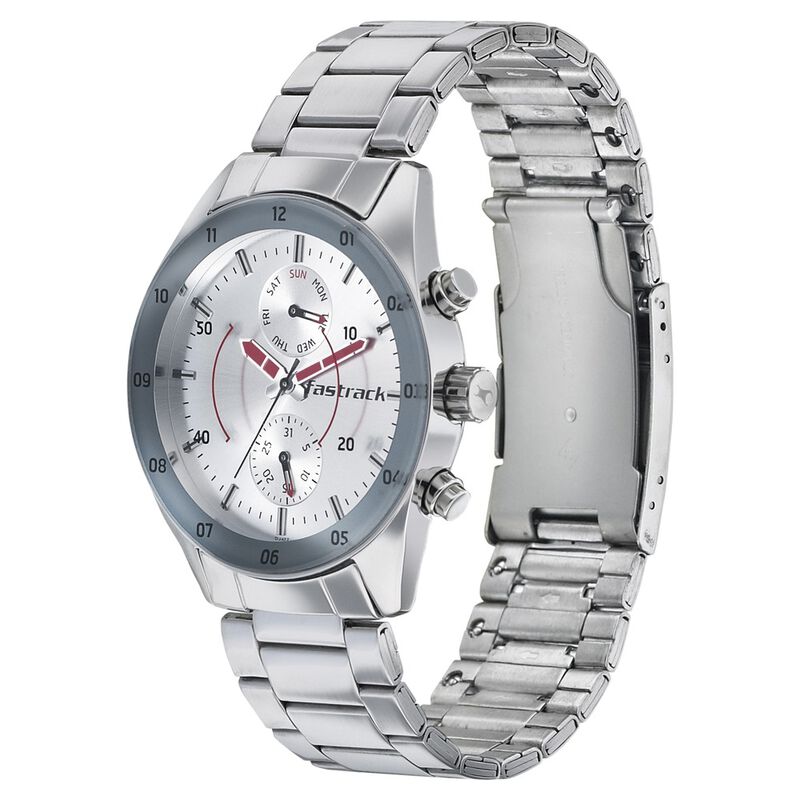 Buy Online Fastrack Space Rover Quartz Multifunction Silver Dial ...