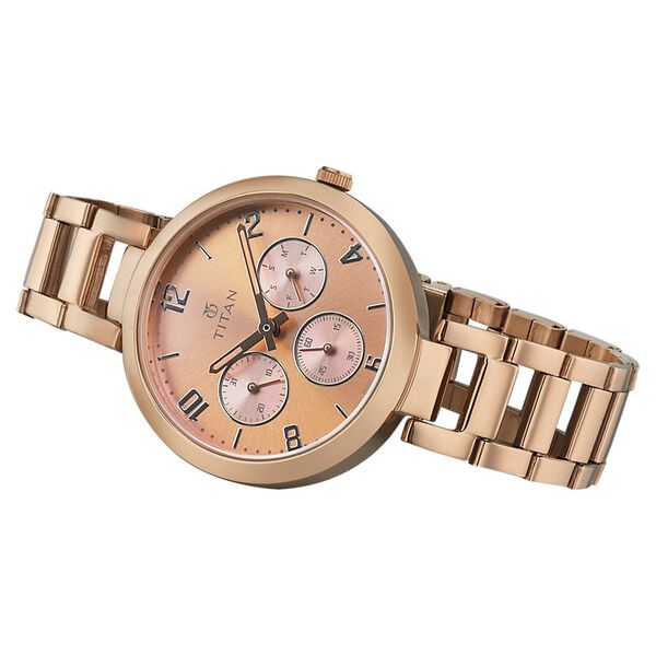Buy Online Titan Purple Rose Gold Dial Analog with Day and Date ...