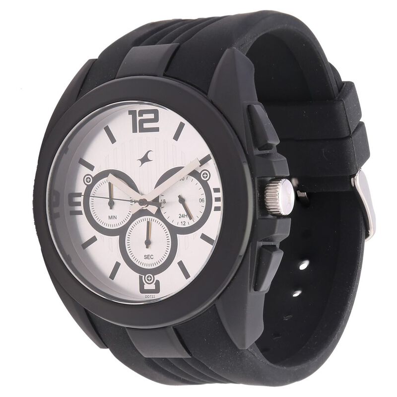 Buy Online Fastrack Quartz Chronograph Silver Dial Plastic Strap Watch ...