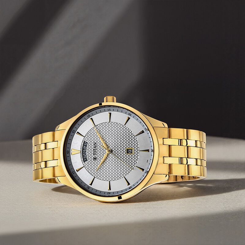 Buy Online Titan Quartz Analog with Day and Date White Dial Stainless ...