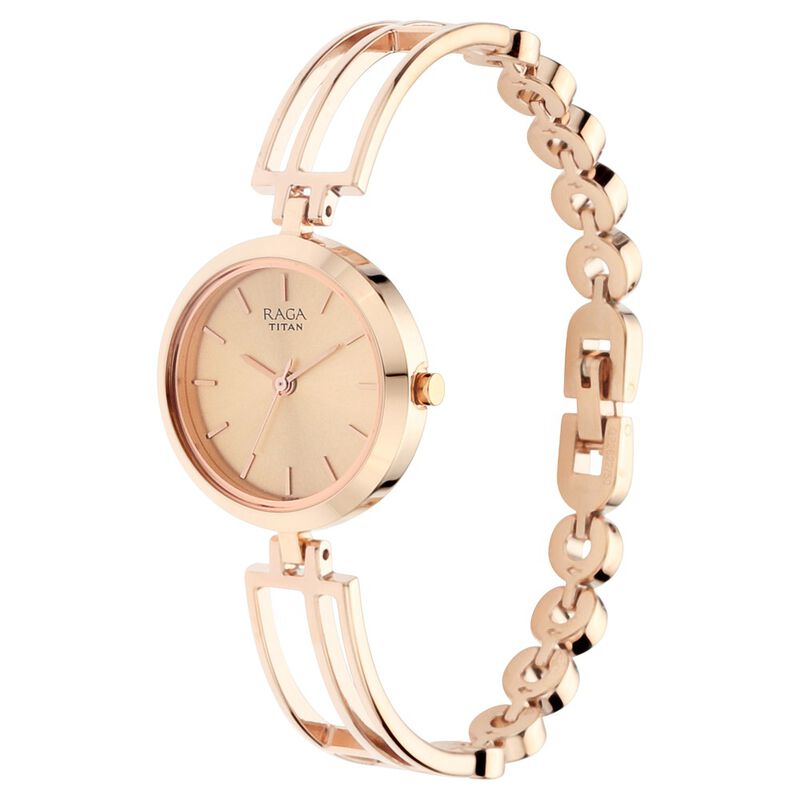 Buy Online Titan Raga Viva Rose Gold Metal Analog Strap Watch for Women ...