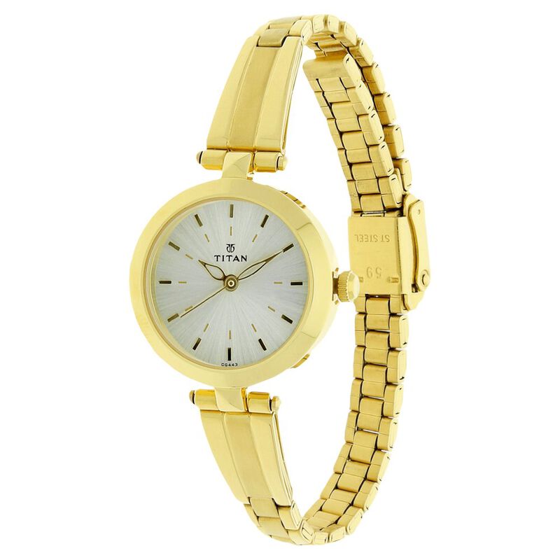 Buy Online Titan Karishma Champagne Dial Women Watch With Stainless ...