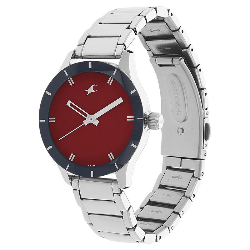 Buy Online Fastrack Quartz Analog Red Dial Stainless Steel Strap Watch ...