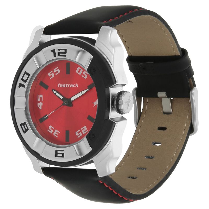 Buy Online Fastrack Motorheads Quartz Analog Red Dial Leather Strap ...