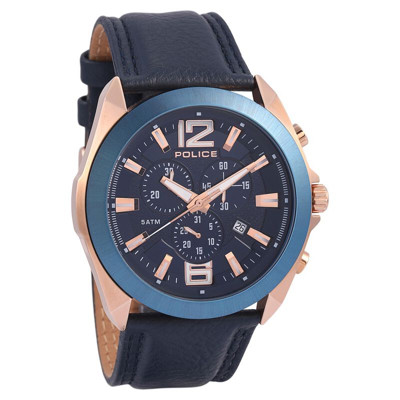 Buy Online Police Quartz Analog Blue Dial Leather Strap Watch for Men ...