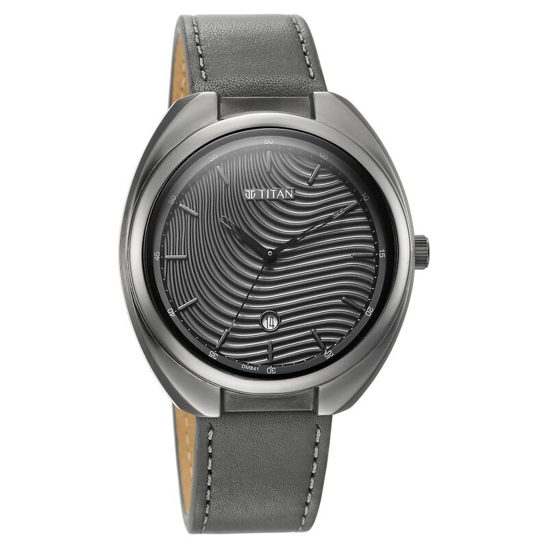 Buy Online Titan Quartz Analog Anthracite Dial Leather Strap Watch for ...