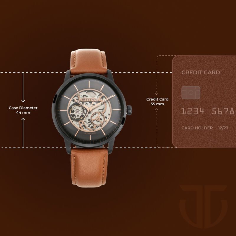 Buy Online Titan Automatics Black Dial Automatic Leather Strap watch ...