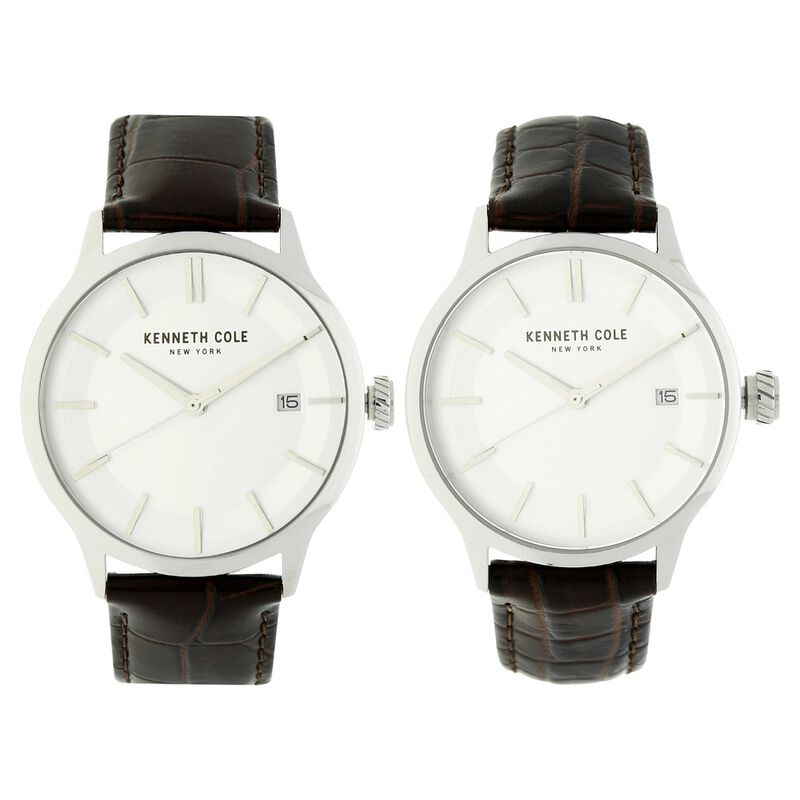 Buy Online Kenneth Cole Quartz Analog with Date Silver Dial Leather ...