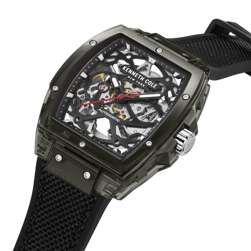 Buy Online Kenneth Cole Automatic Black Dial Stainless Steel Strap ...