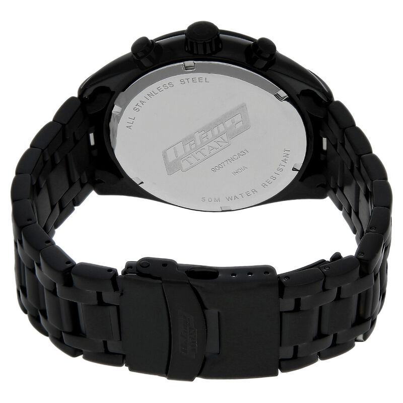 Buy Online Titan Quartz Chronograph Black Dial Stainless Steel Strap ...