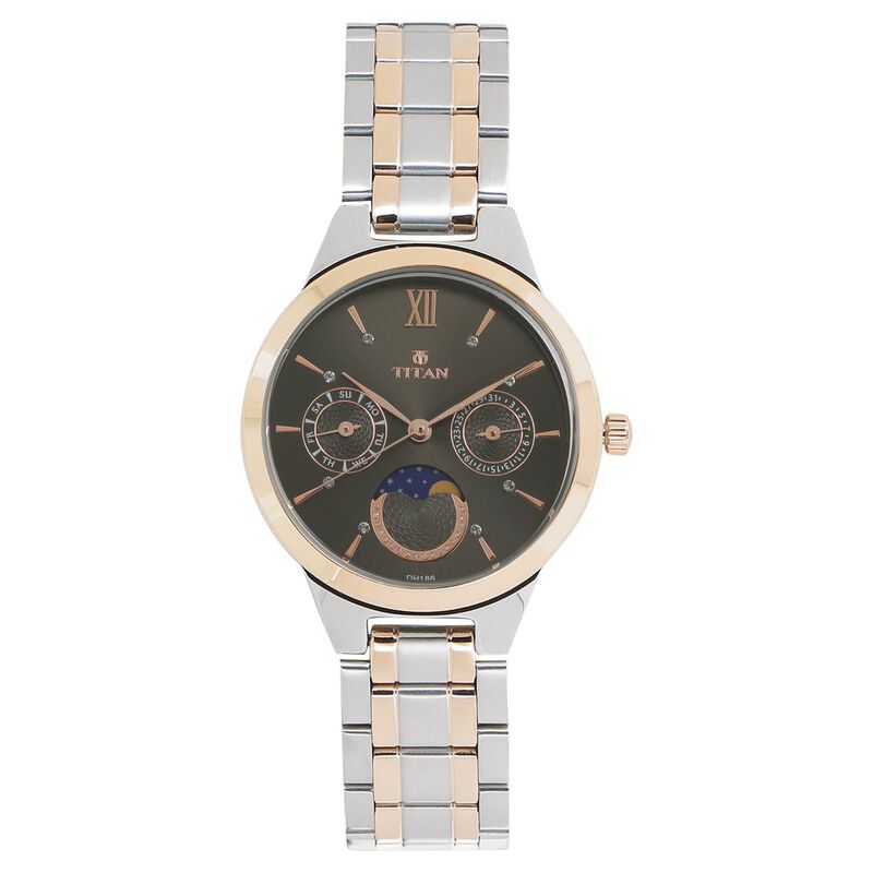 Buy Online Titan Women's Elegance Moonphase Two-Tone Anthracite Dial ...