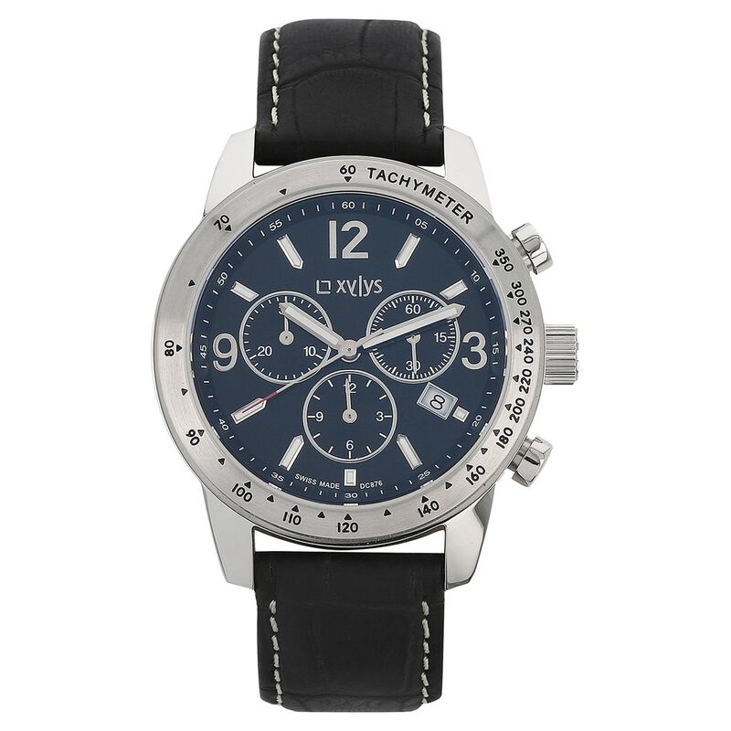 Buy Online Xylys Swiss Chronograph Black Leather Strap and Blue Dial ...