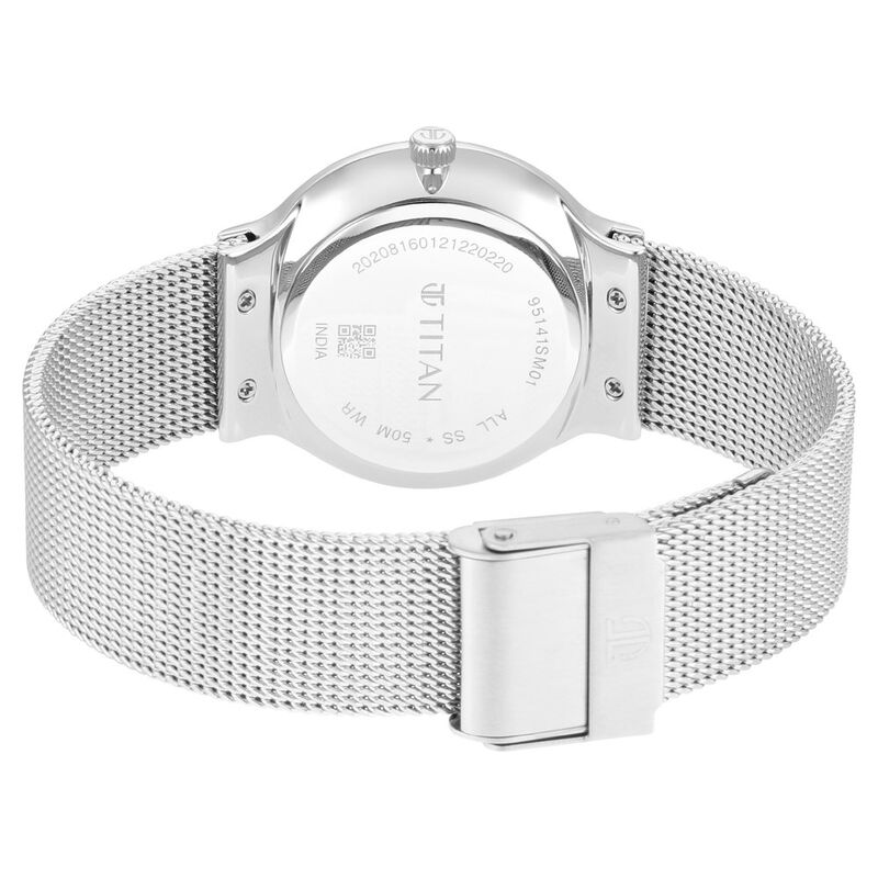 Buy Online Titan Slimline Silver Dial Analog Stainless Steel Strap ...