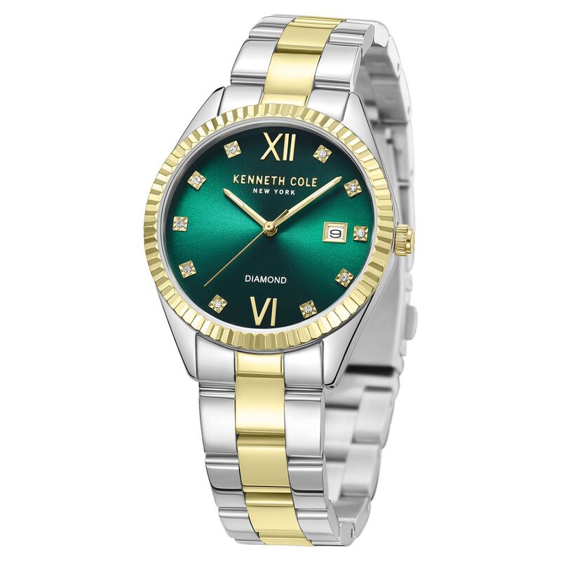 Buy Online Kenneth Cole Quartz Analog Green dial Stainless Steel Strap ...