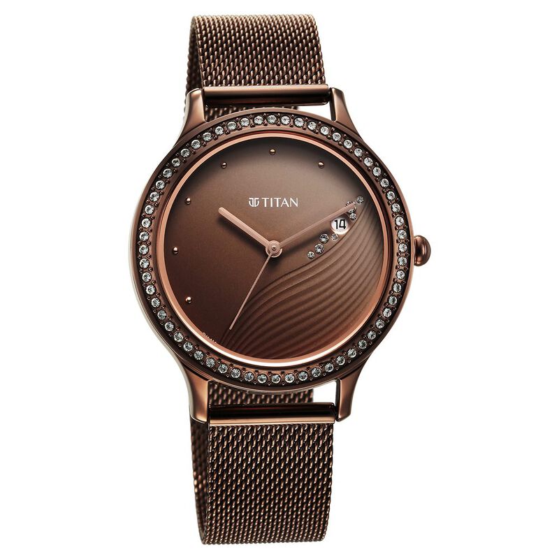 Buy Online Titan Purple Glam It Up Brown Dial Analog with Date ...