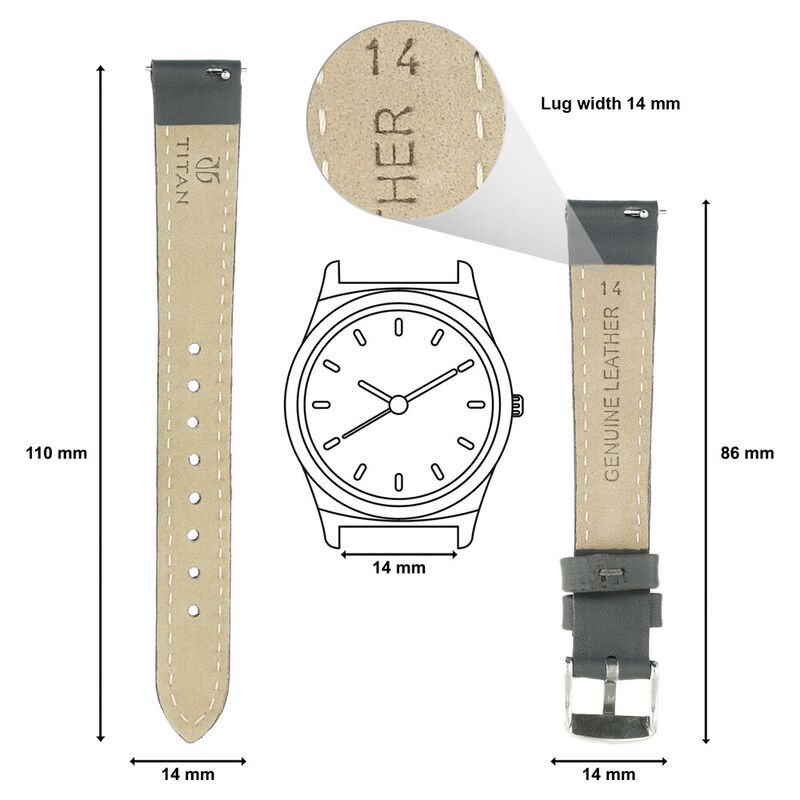 Buy Online 14 mm Grey Genuine Leather Strap for Women - 101013014sq/p ...