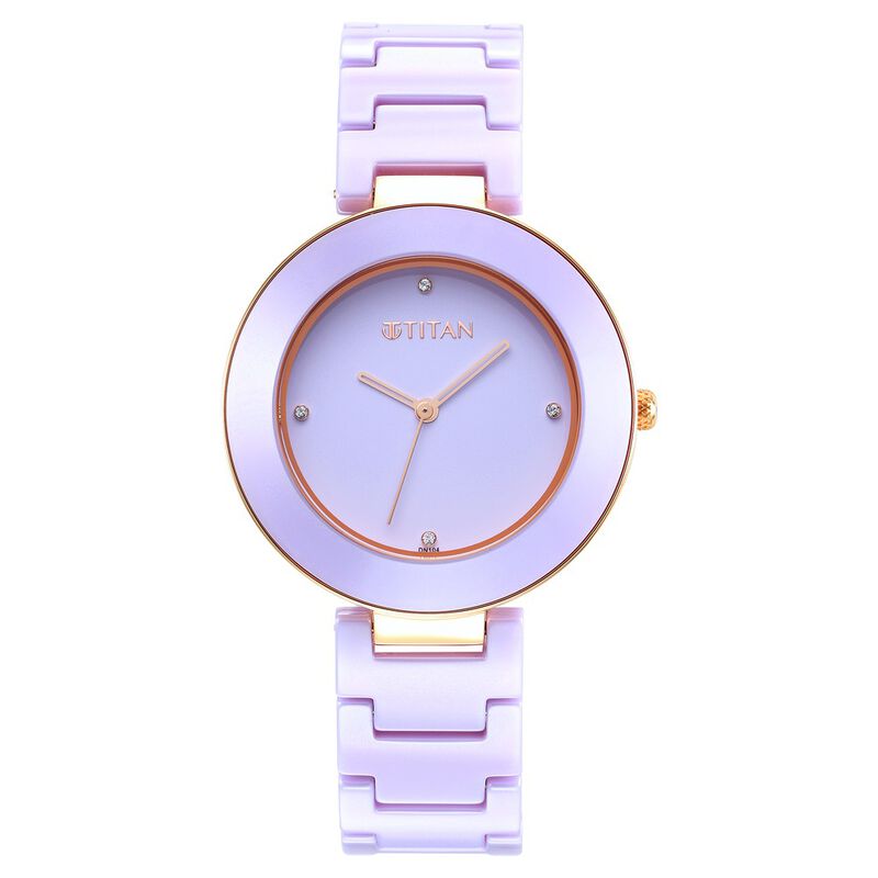 Buy Online Titan Purple Ceramics Purple Dial Analog Ceramic Strap watch ...