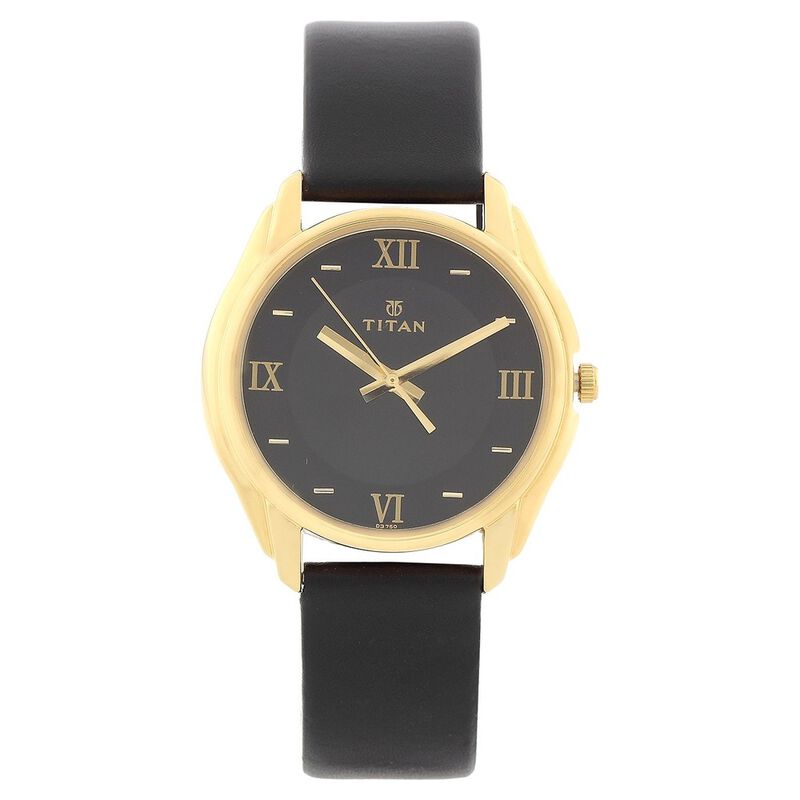 Buy Online Titan Quartz Analog Black Dial Leather Strap Watch for Men ...