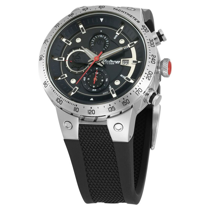 Buy Online Titan Octane Black Dial Chronograph Strap watch for Men ...