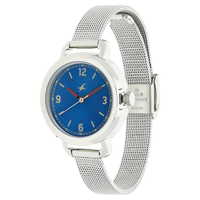 Buy Online Fastrack Bare Basics Quartz Analog Blue Dial Stainless Steel ...