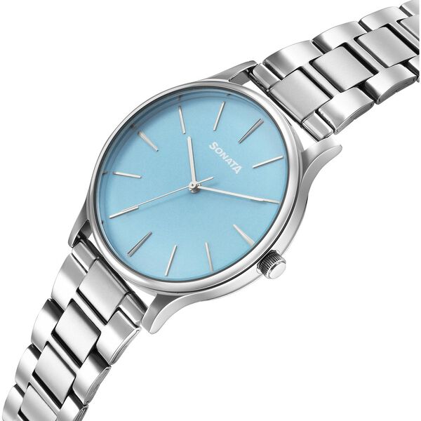 Buy Online Sonata Aspire Quartz Analog Blue Dial Stainless Steel Strap ...
