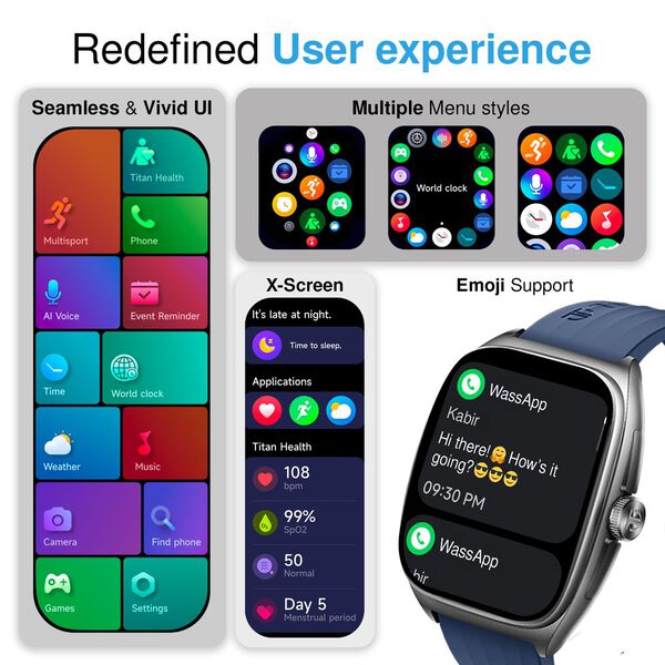 Buy Online Titan Evolution 4.6 cm Curved AMOLED Display, 390x450 Resolution, Cutting Edge Design ...