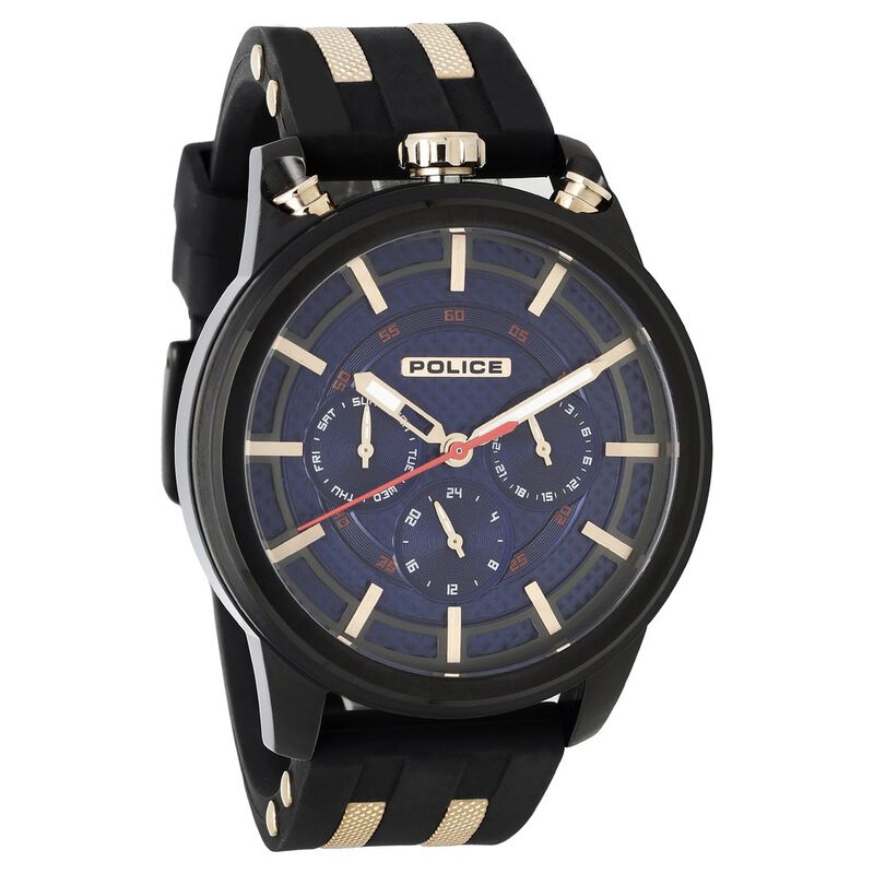 Buy Online Police Quartz Multifunction Blue Dial Silicone Strap Watch ...