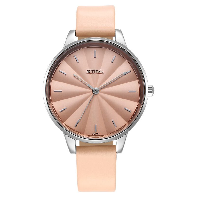 Buy Online Titan Neo Pink Dial Analog Leather Strap Watch for Women ...