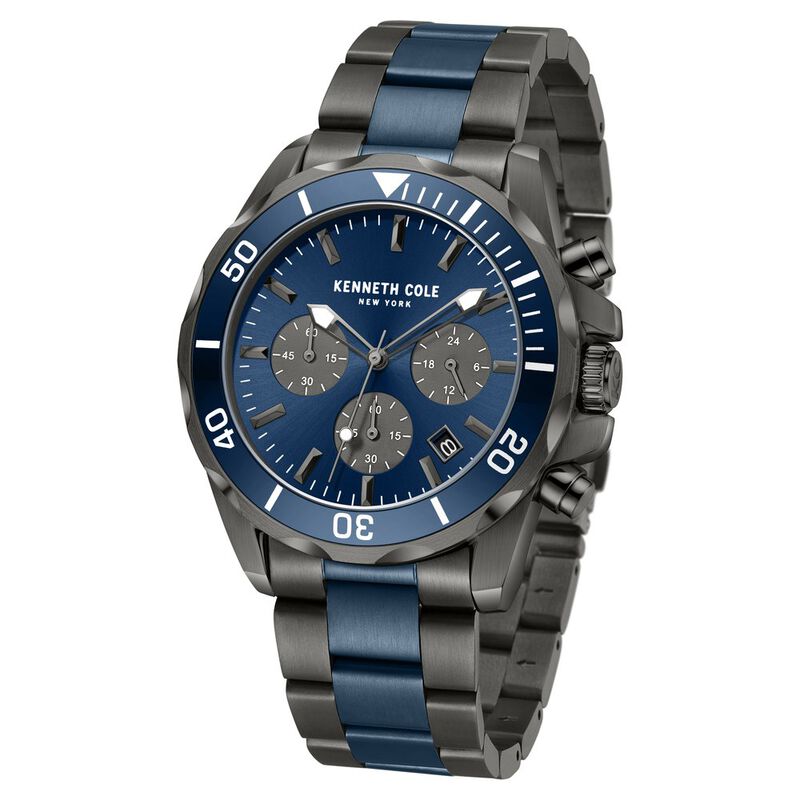 Buy Online Kenneth Cole Quartz Chronograph Blue dial Stainless Steel ...