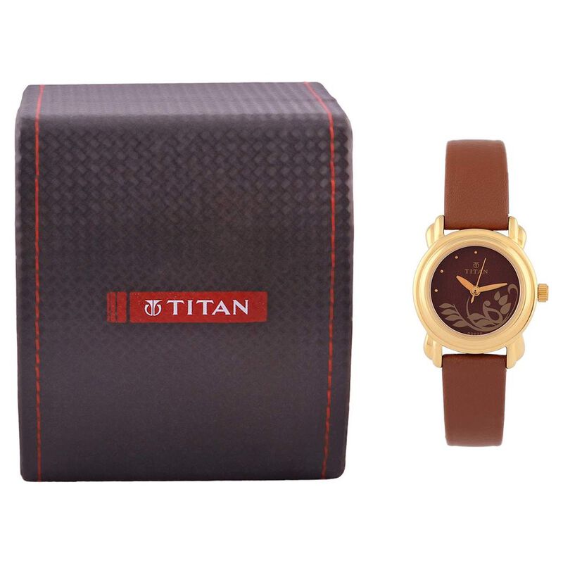 Buy Online Titan Quartz Analog Brown Dial Leather Strap Watch for Women ...